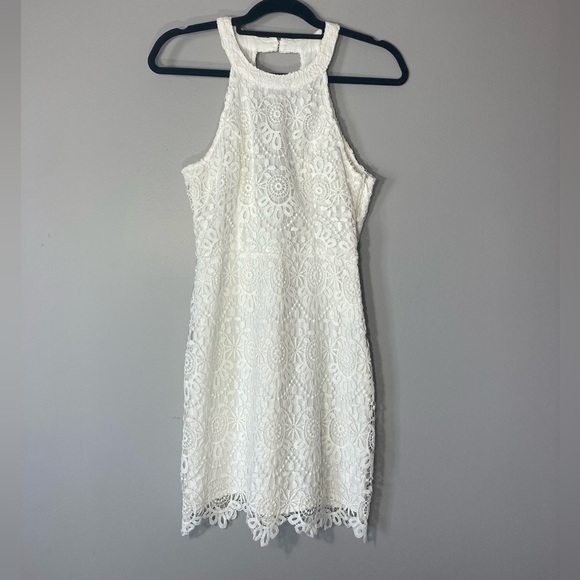 Hollister | Dresses | Hollister 5 Halter Dresswhite Lacy Crochet Boho ...